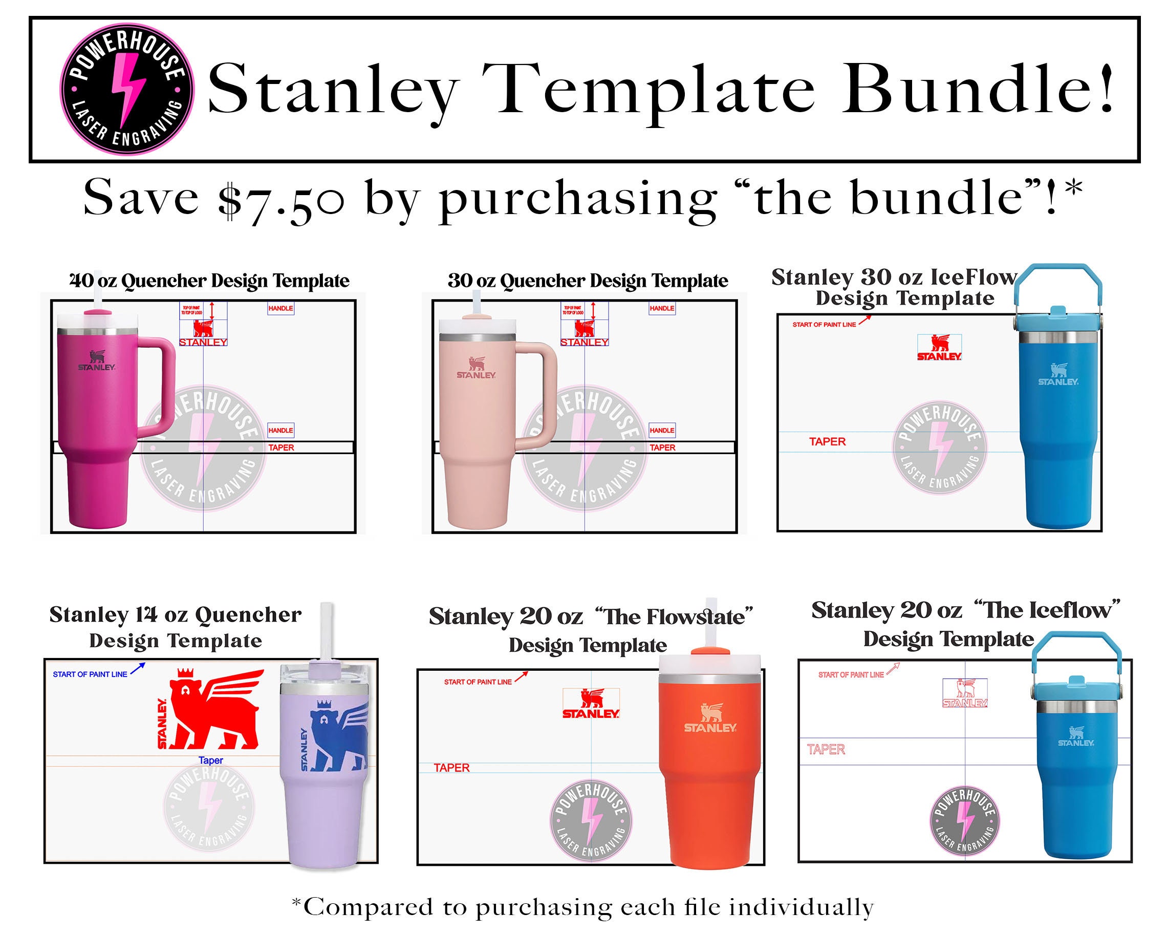 Stanley Bundle Tumbler Design Template Digital Files for Laser ...