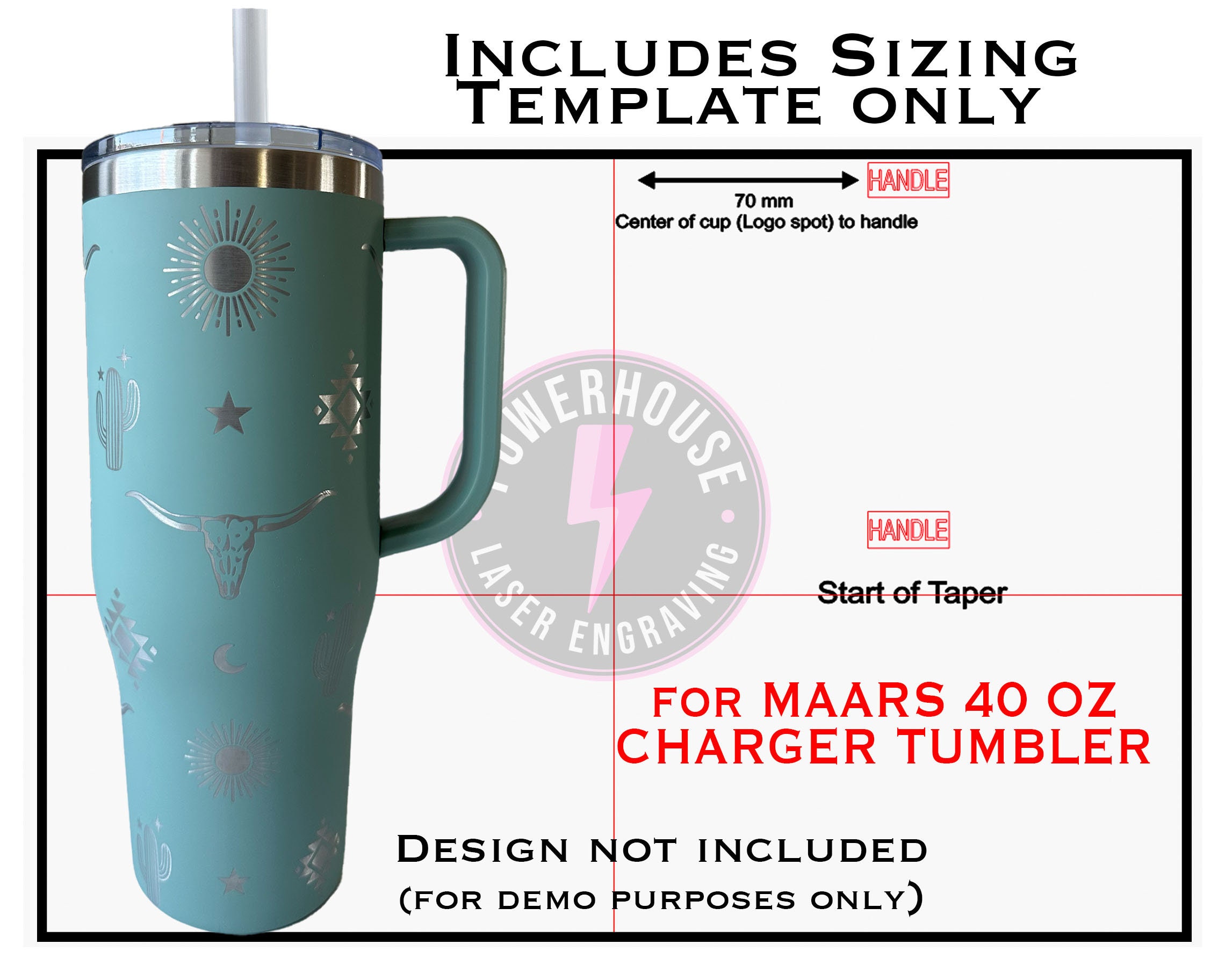 40oz Charger Tumbler Wrap Design Template Digital File for Laser ...