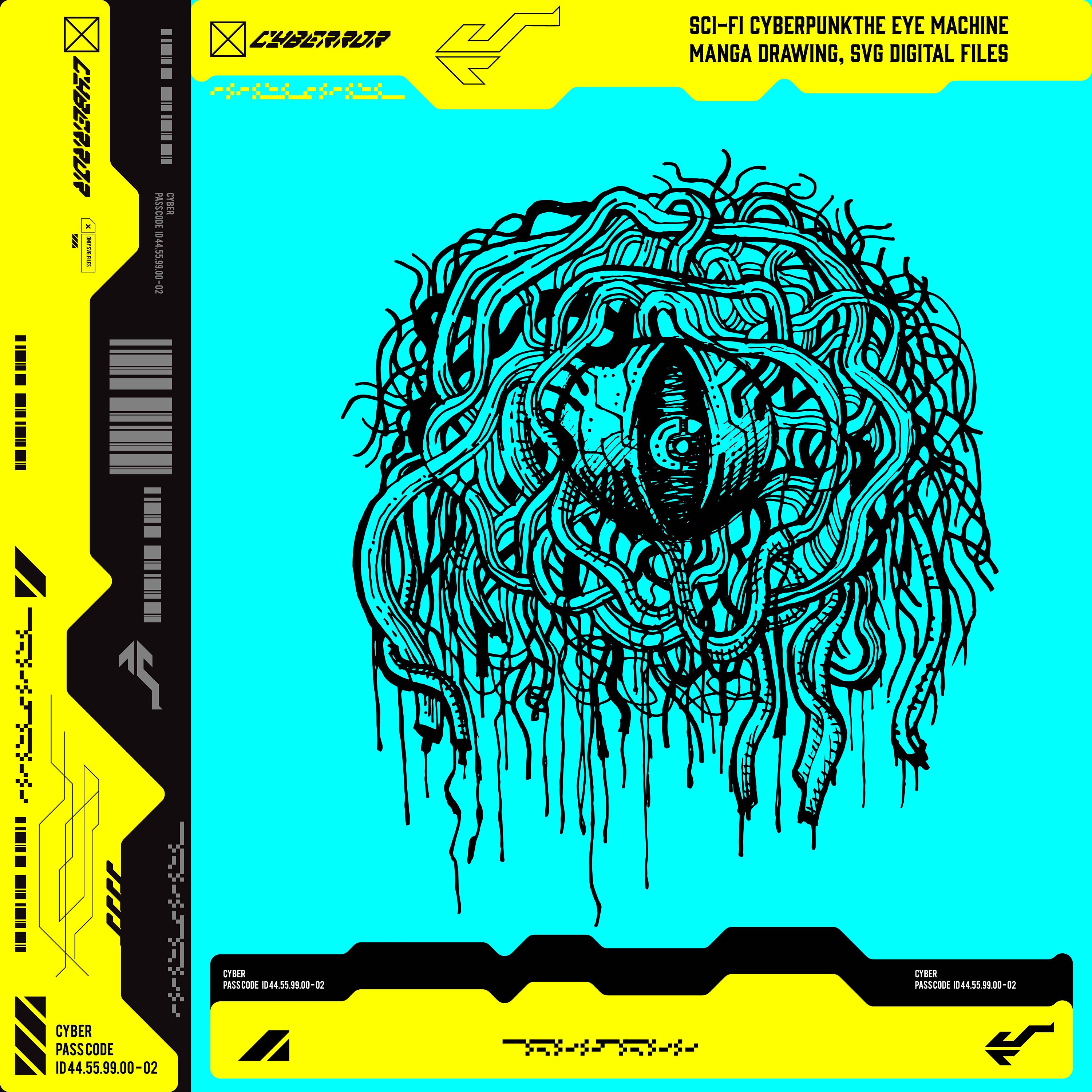 Sci-fi Cyberpunk the Eye Machine Manga Drawing, Svg Files Vector ...