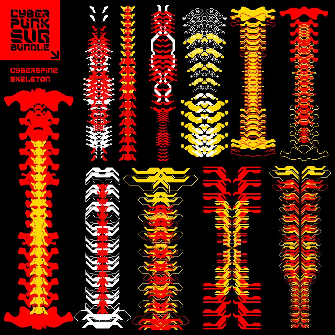SVG Vector Graphic Cricut Digital Files of Cyberpunk Spine Skeleton ...