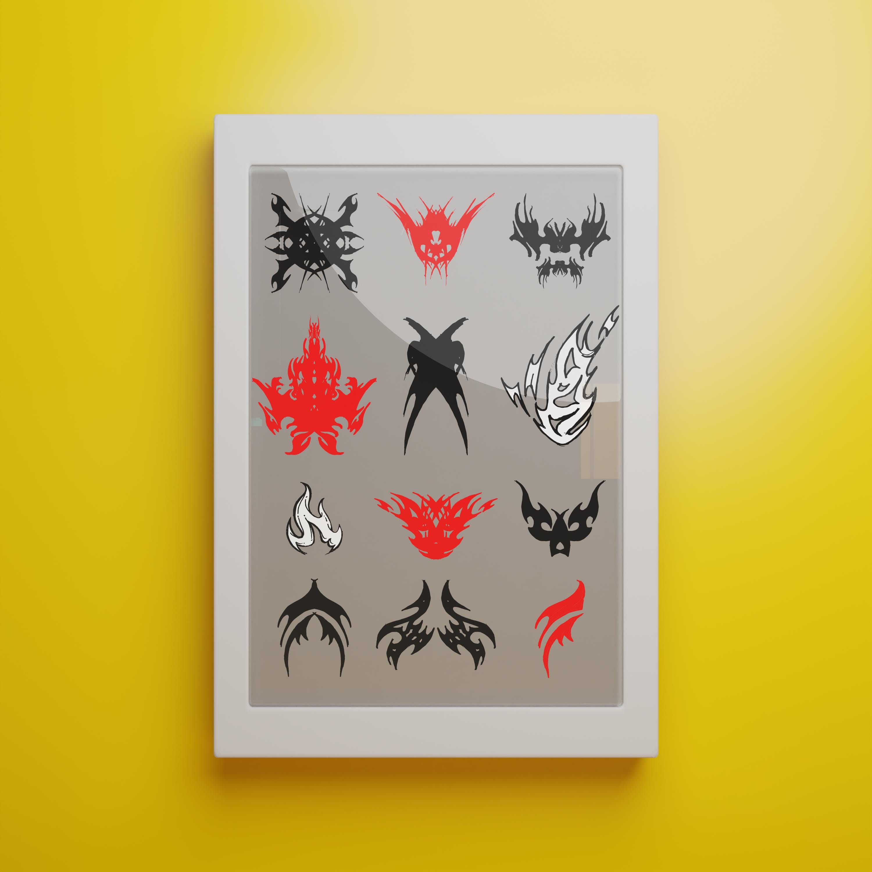 Tribal Flame Tattoo Decals Element Pack and Y2k 2000s Cyberpunk Style ...