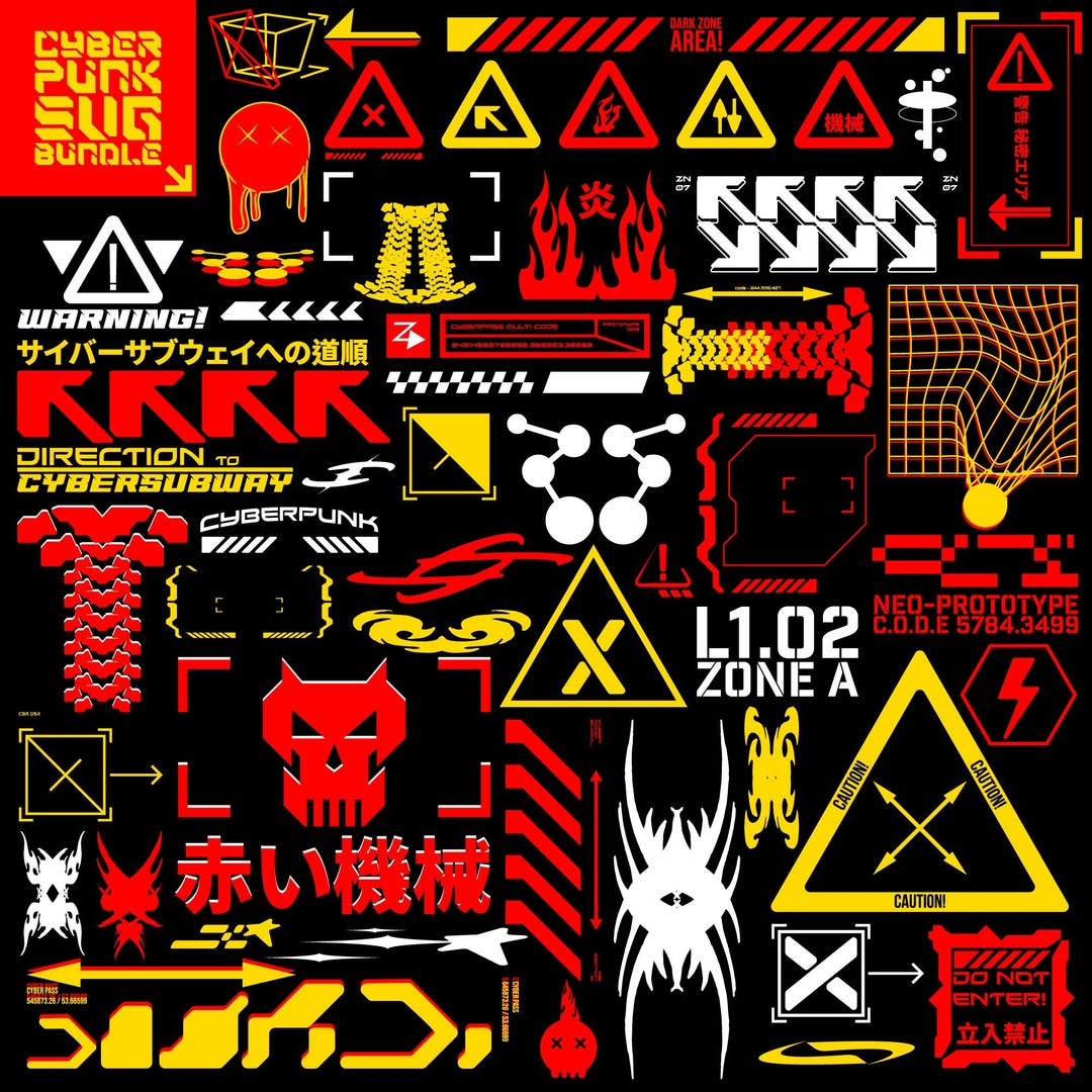 Cyberpunk Vector Graphics Pack, Sci-fi HUD Decals (SVG) - Etsy