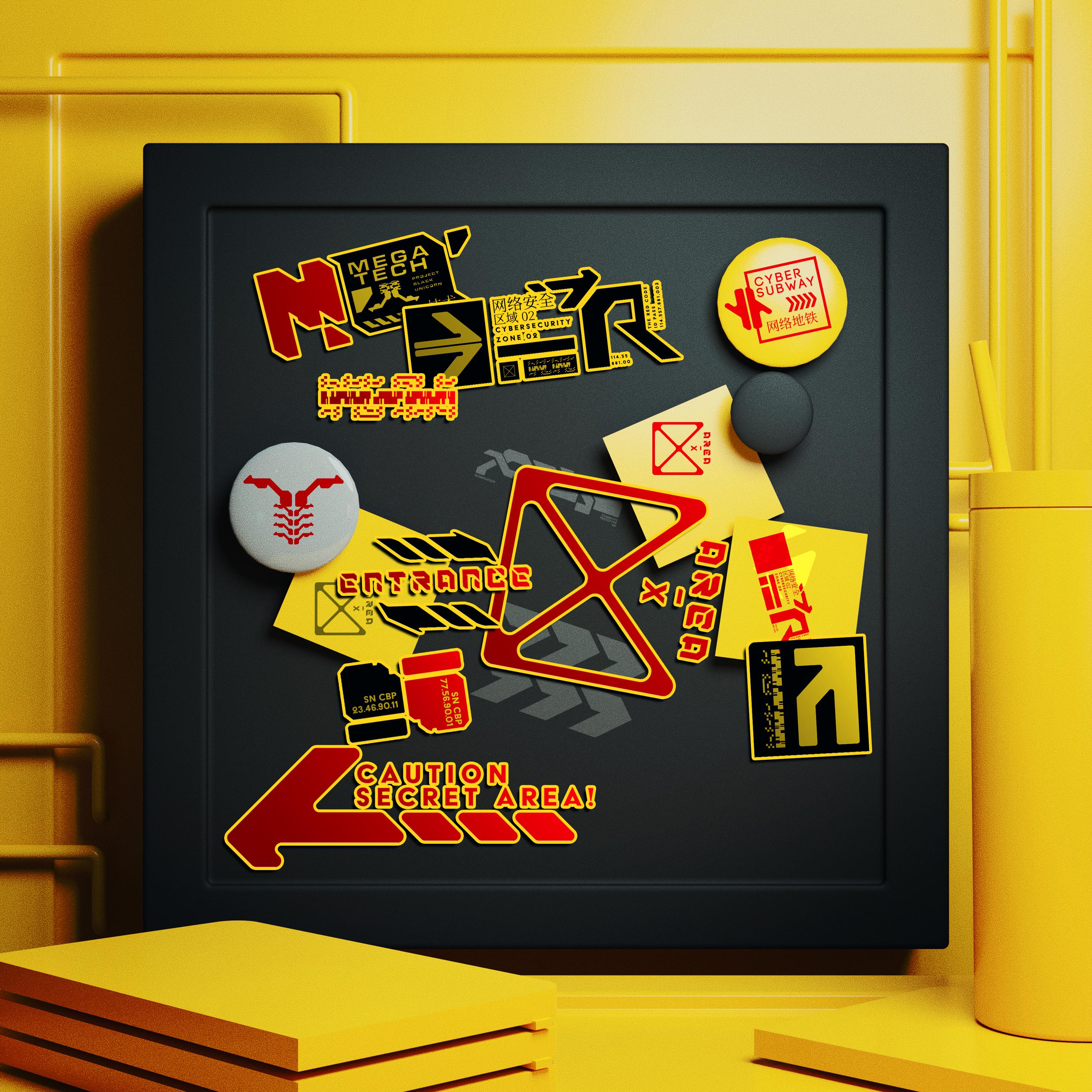 100 Cyberpunk Vector Element Pack (svg), Scifi Hud Decals Graphic Set ...