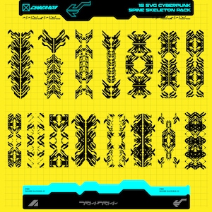 15 Svg Digital Files of Cyberpunk Spine Skeleton Vector Element Pack ...