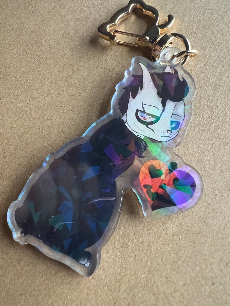 Michael Myers Cat// Double Sided Holographic Keychain 3 - Etsy