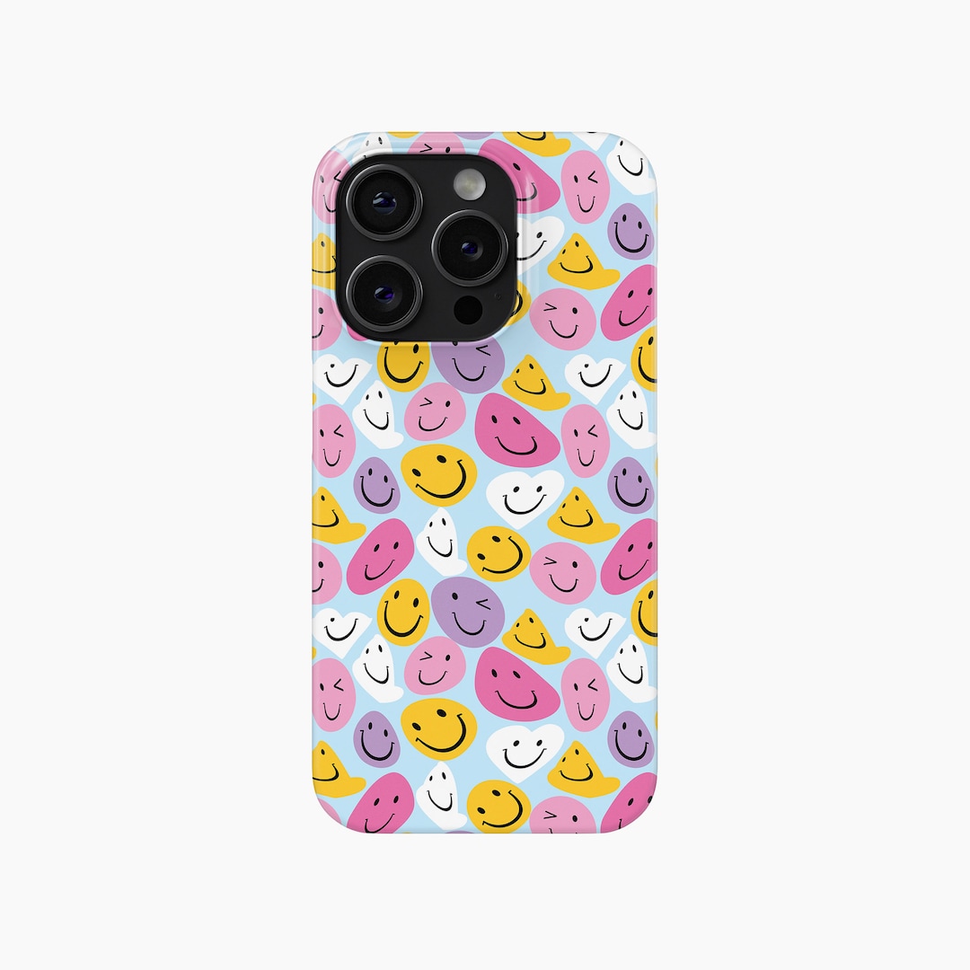 HAPPY SMILEY Phone Case iPhone 15 14 13 12 11 X Xr Pro Plus Samsung ...