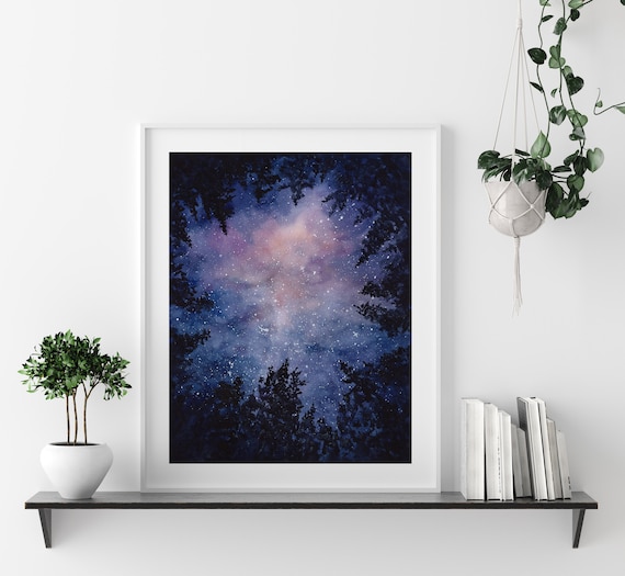 Starry Tree Paintings 3 Piece Canvas Wall Art Night Lan... Canvas