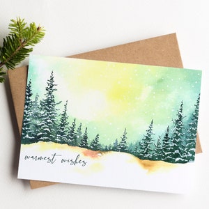 Snowy Pine Trees Holiday Card Set, Christmas Greeting Cards Featuring ...