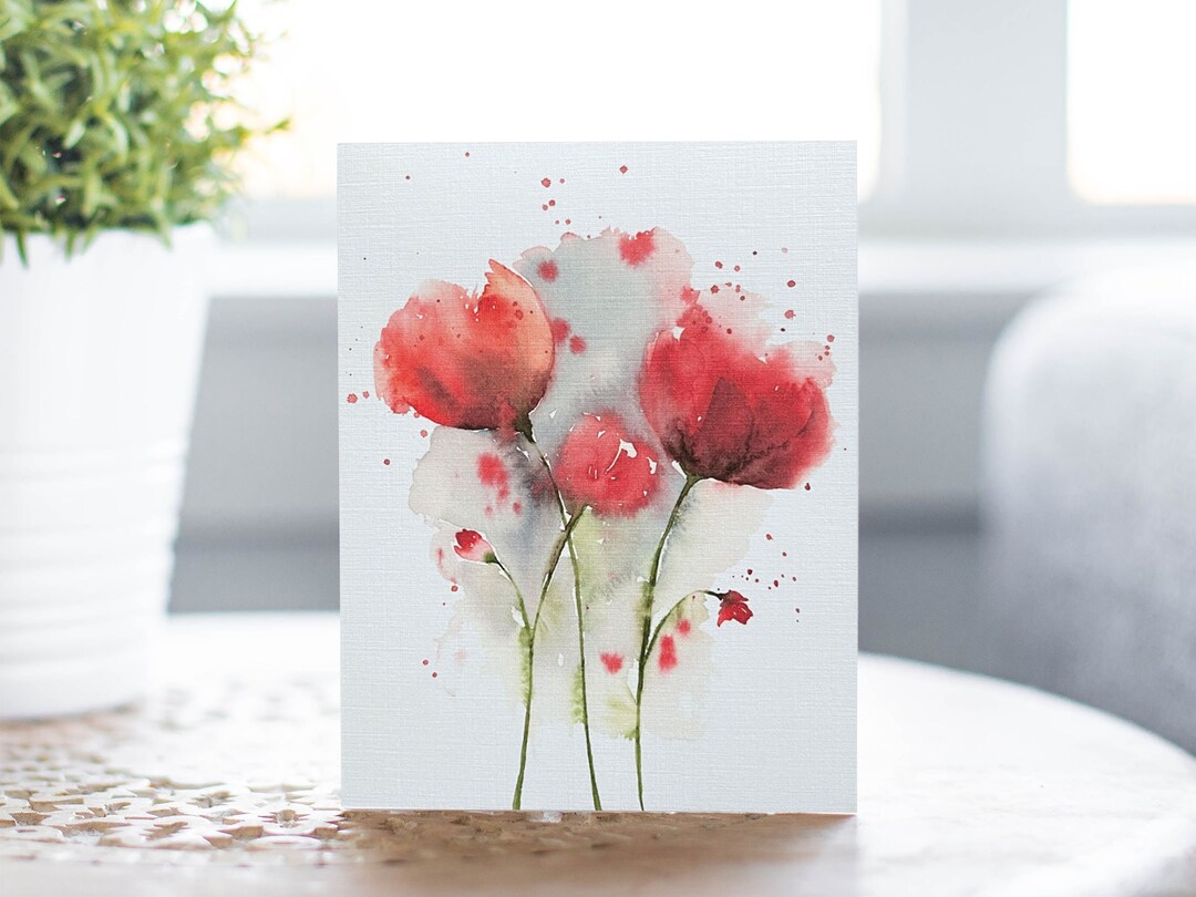 All Occasion Red Poppy Flowers Greeting Card, Multi-occasion, Blank ...