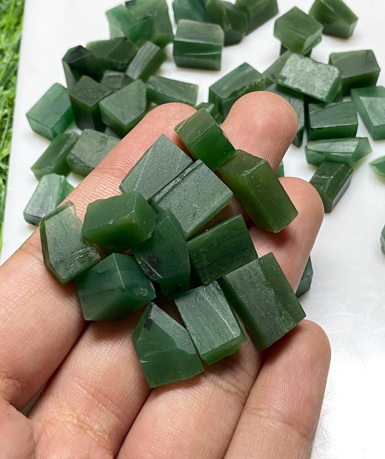 Jade Raw Stone - Bulk Lot Natural Green Jade Cut Rough - Healing Jade ...