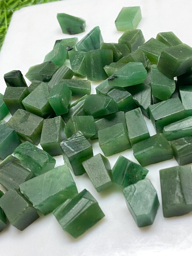 Jade Raw Stone - Bulk Lot Natural Green Jade Cut Rough - Healing Jade ...