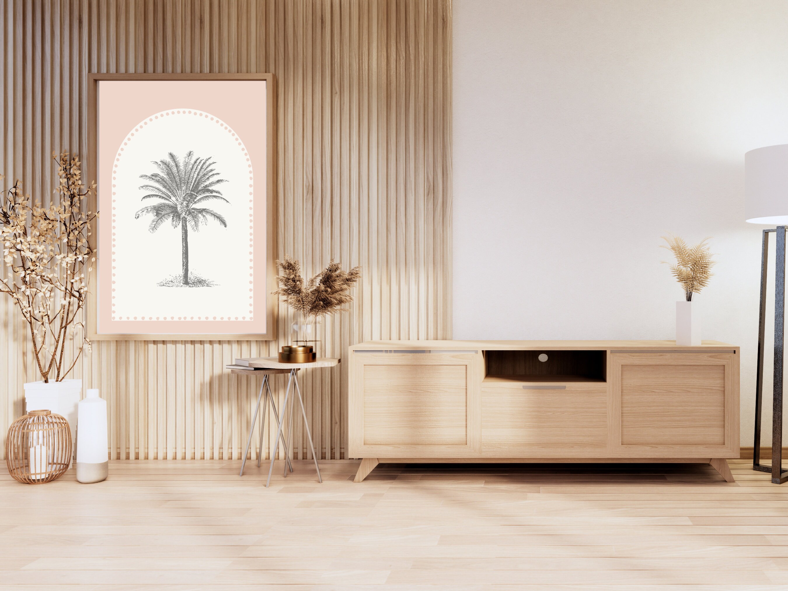 Vintage Palm Dusty Pink Palm Tree Print Digital Download Neutral Wall ...