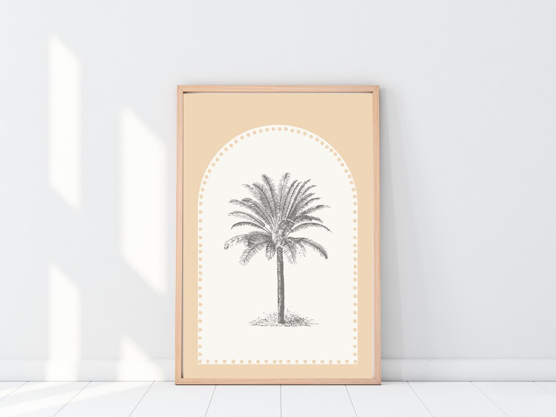 Vintage Palm V2 Camel Palm Tree Print Coastal Print Beachy Home Decor ...