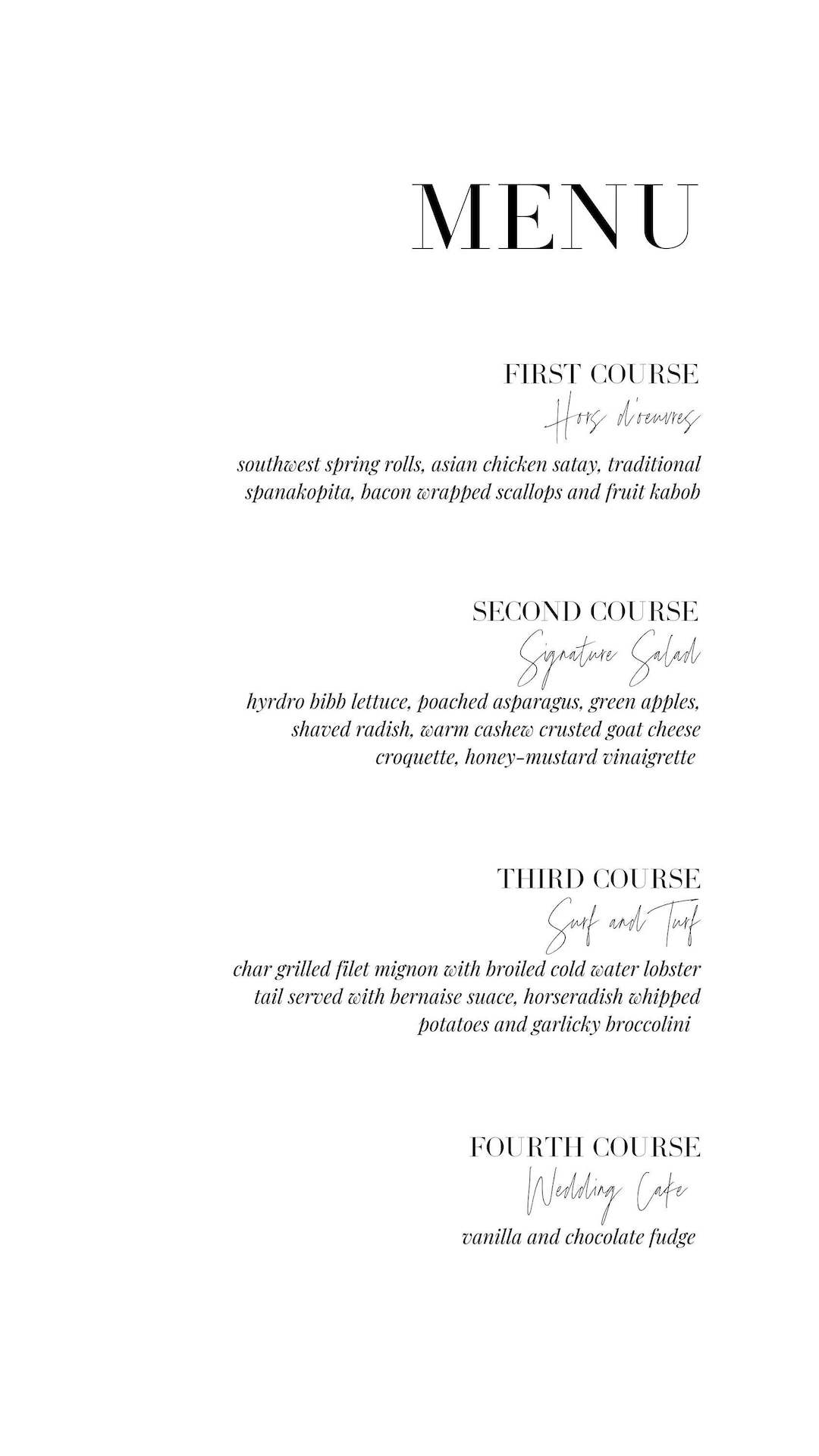 Wedding / Event Menu Template - Etsy