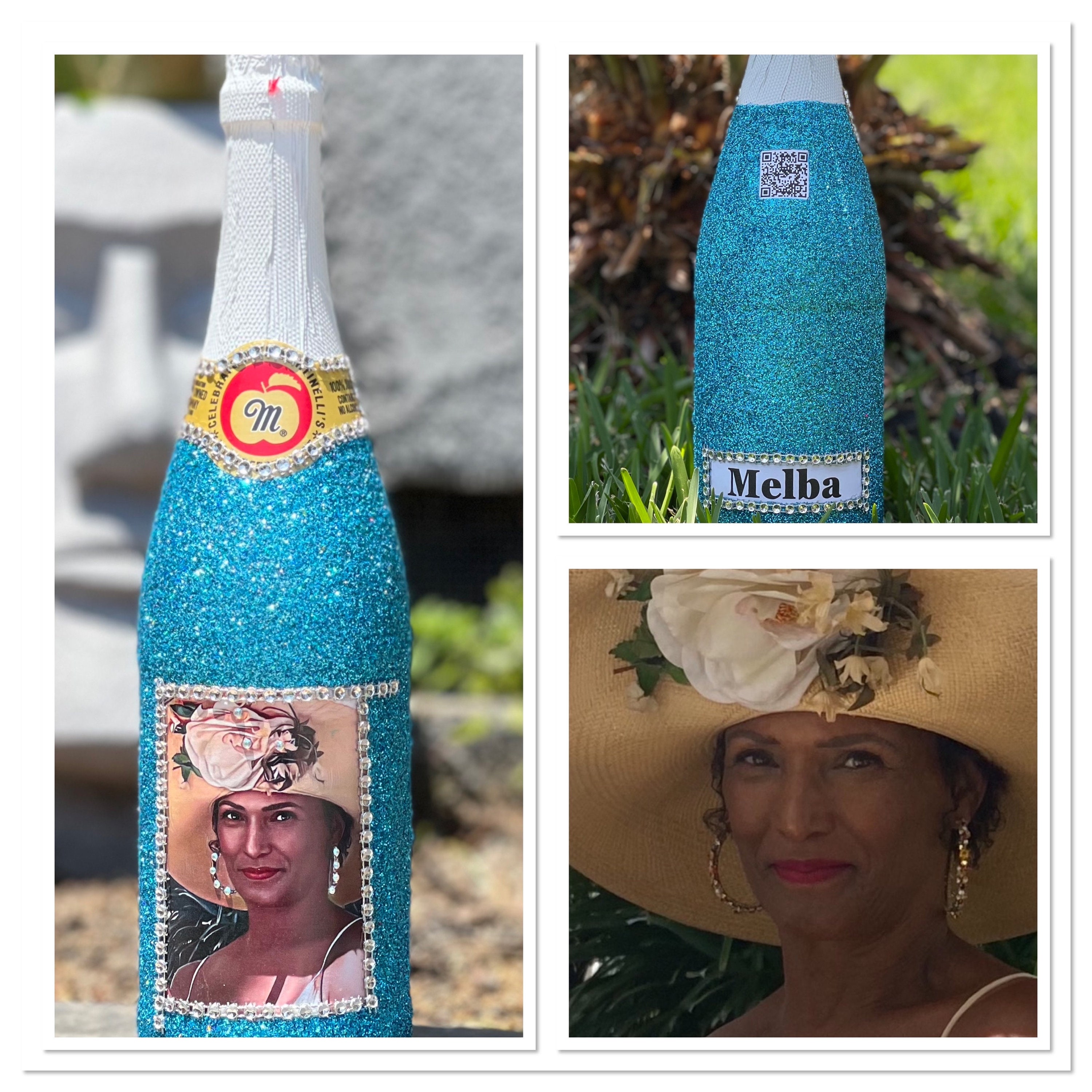 Bling Bottle front Only Glitter/cartoon Photo/ Sparkling Cider Bottle W ...