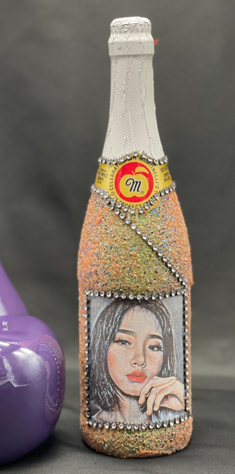 Bling Bottle front Only Glitter/cartoon Photo/ Sparkling Cider Bottle W ...
