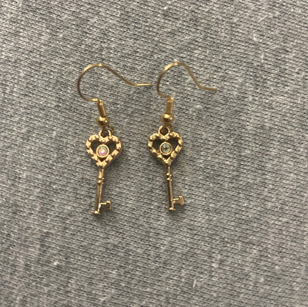 Gold Key Earrings - Etsy