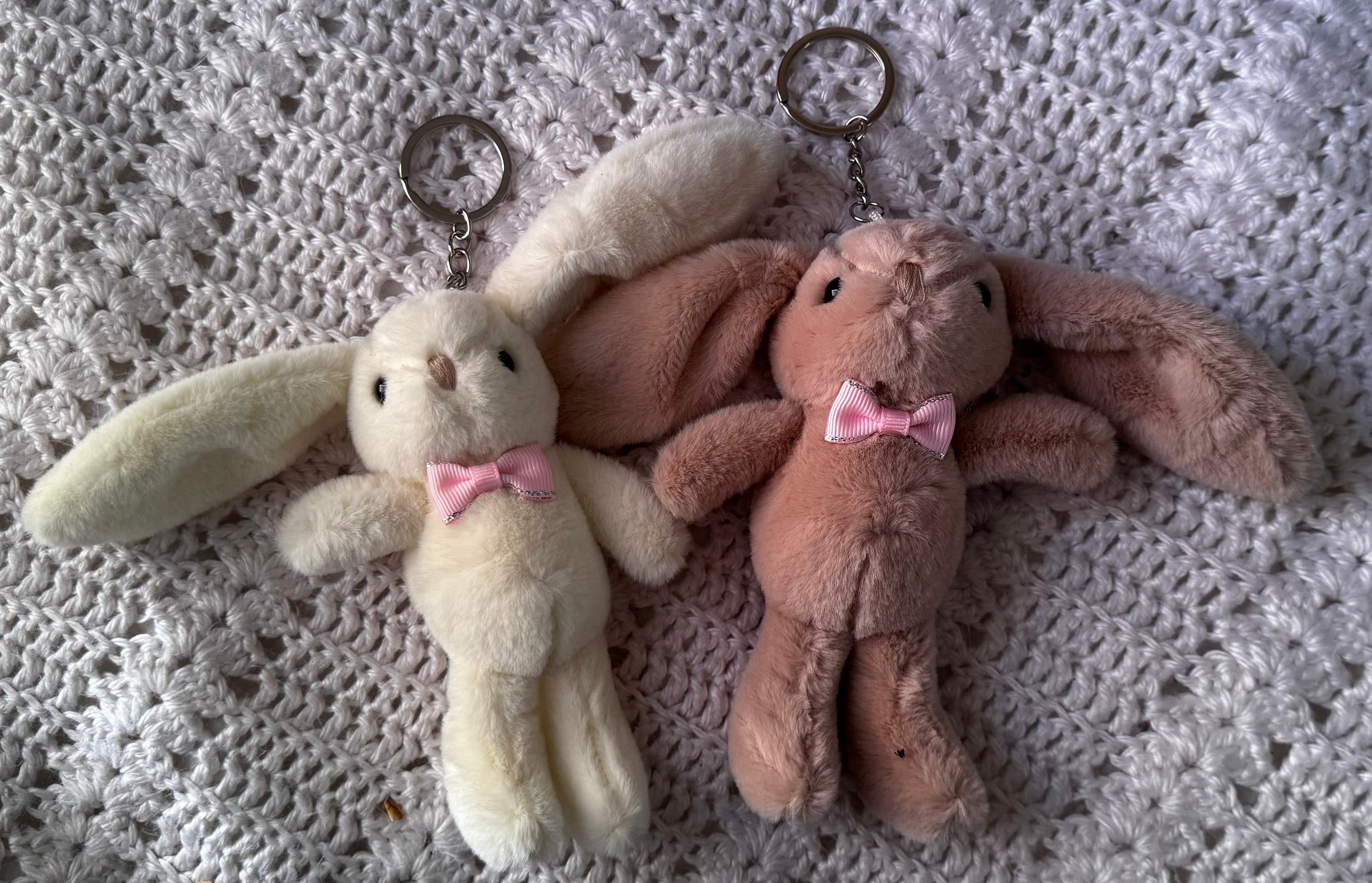 Cute Bunny Rabbit Plush Keychain - Etsy