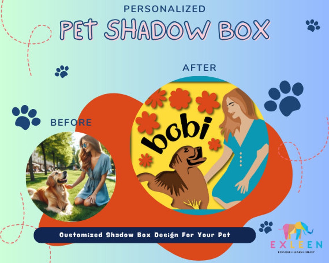 Personalized Pet Shadow Box Art Custom Dog Portrait Svg for Cricut ...