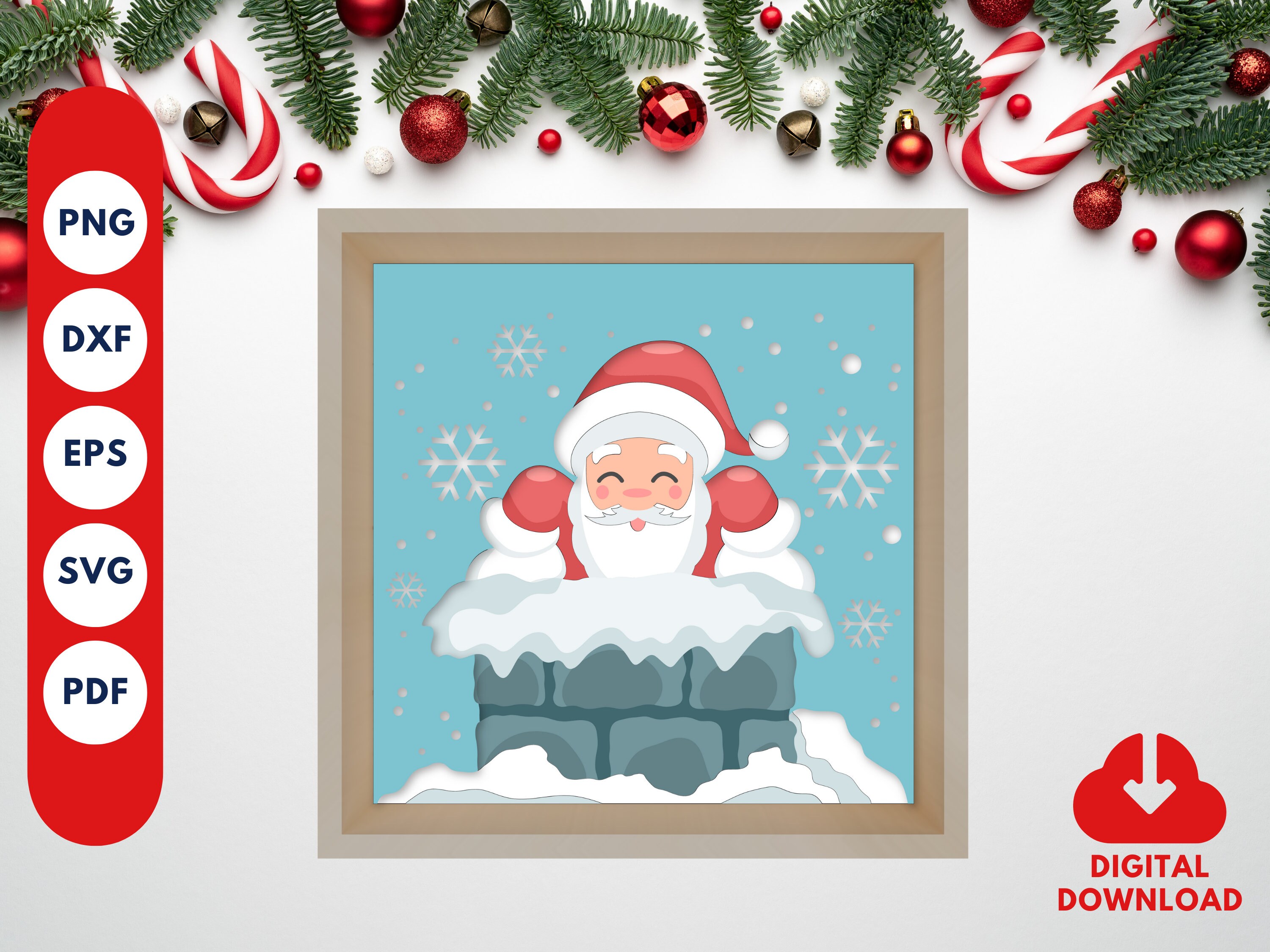 3D Santa Shadow Box SVG 3D Christmas SVG SVG files for Cricut Santa ...