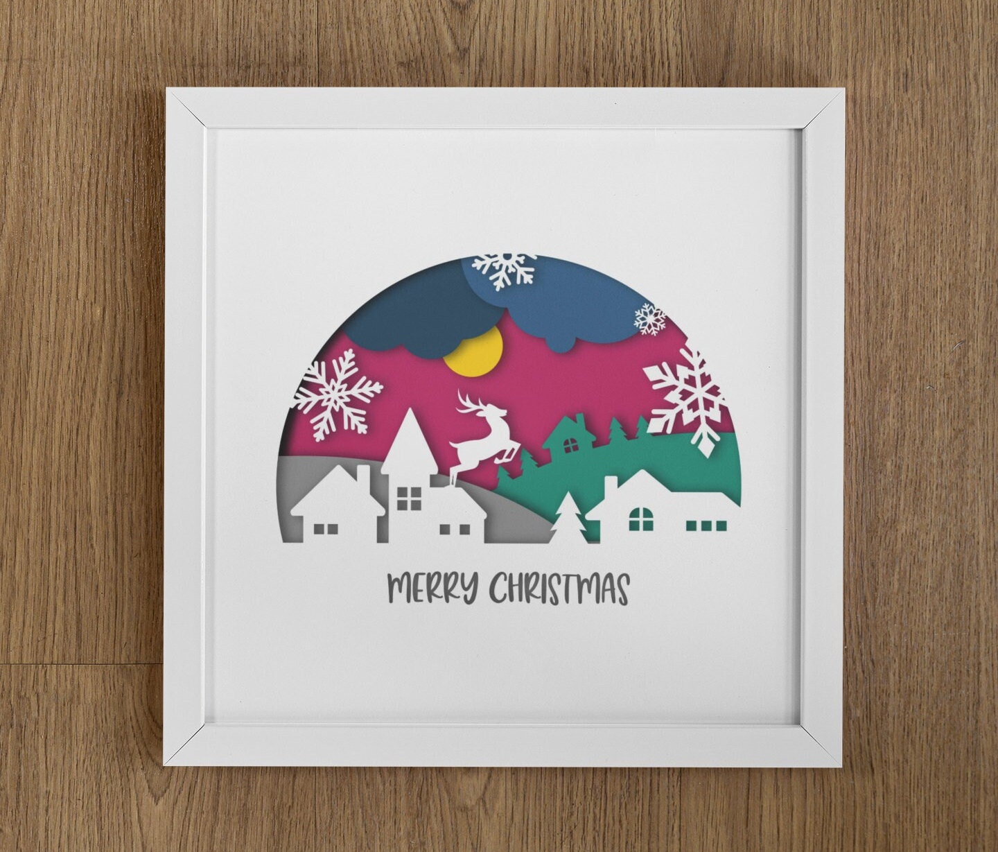 3D Christmas Landscape Shadow Box SVG, Multilayer Winter Scene, Paper ...
