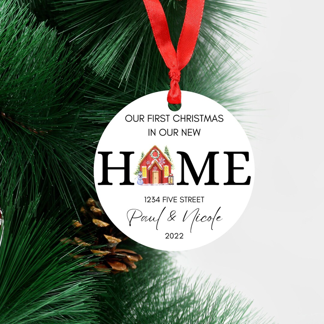 Personalized Christmas Ornament First Christmas New Home Aluminum Round ...