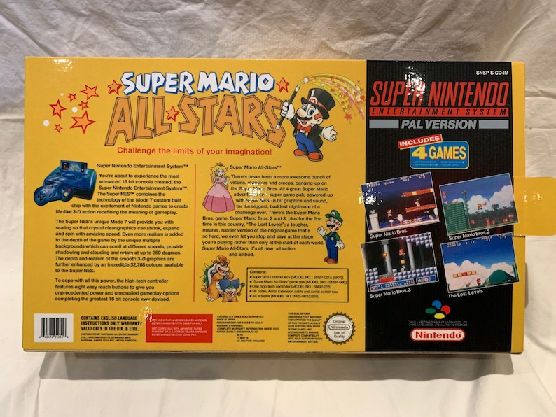 SNES Super Mario Yellow Console EMPTY BOX Only ( Caja / Boîte / Der ...