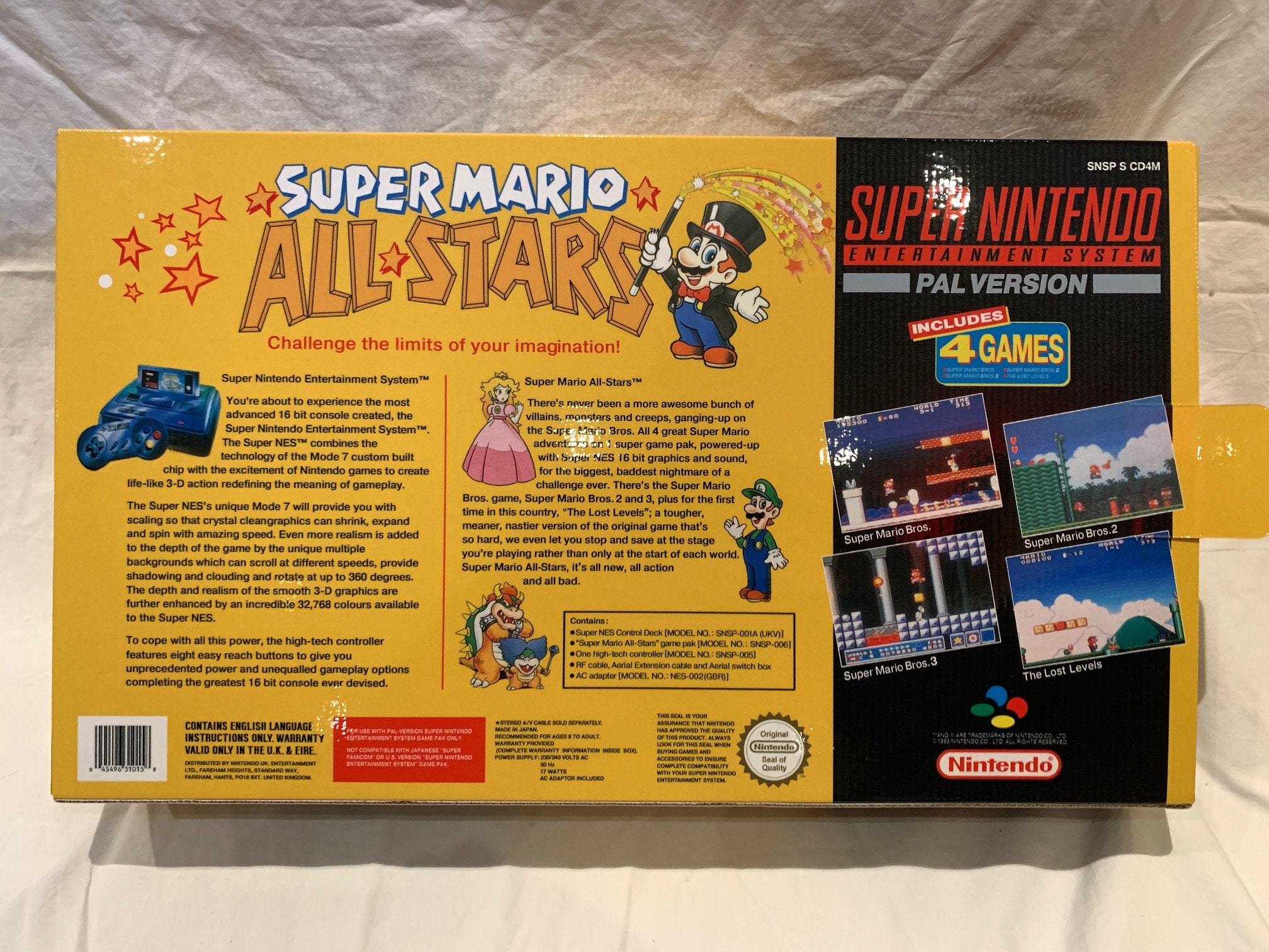 SNES Super Mario Yellow Console EMPTY BOX Only ( Caja / Boîte / Der ...