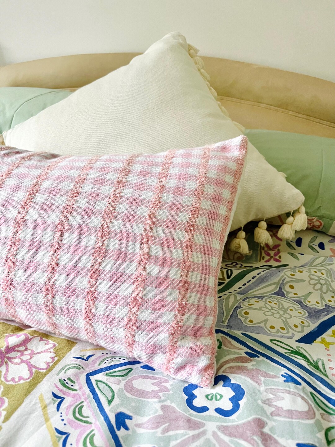 Whitstable Pink & White Rectangular Cushion - Etsy