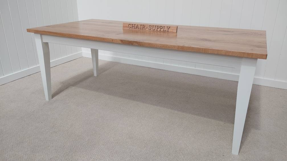 Made to Order Solid Oak Plank Top Dining Table With Tapered - Etsy