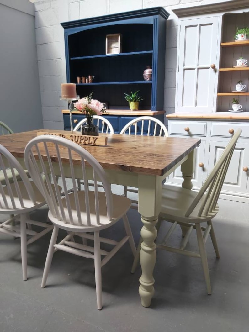 Painted Brand New Farmhouse 5ft Kitchen Dining Table and 6 - Etsy UK