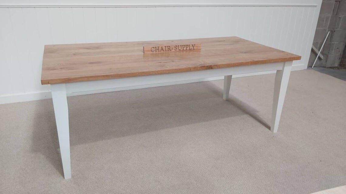 Made to Order Solid Oak Plank Top Dining Table With Tapered | Etsy