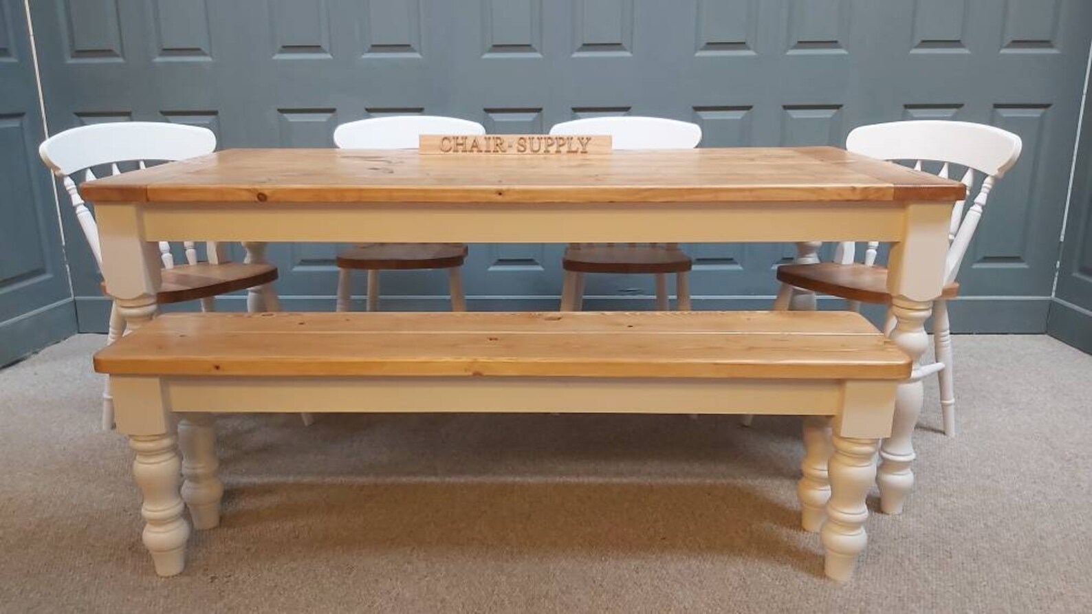 New Farmhouse Dining Set With 5ft Plank Top Dining Table 4 - Etsy UK