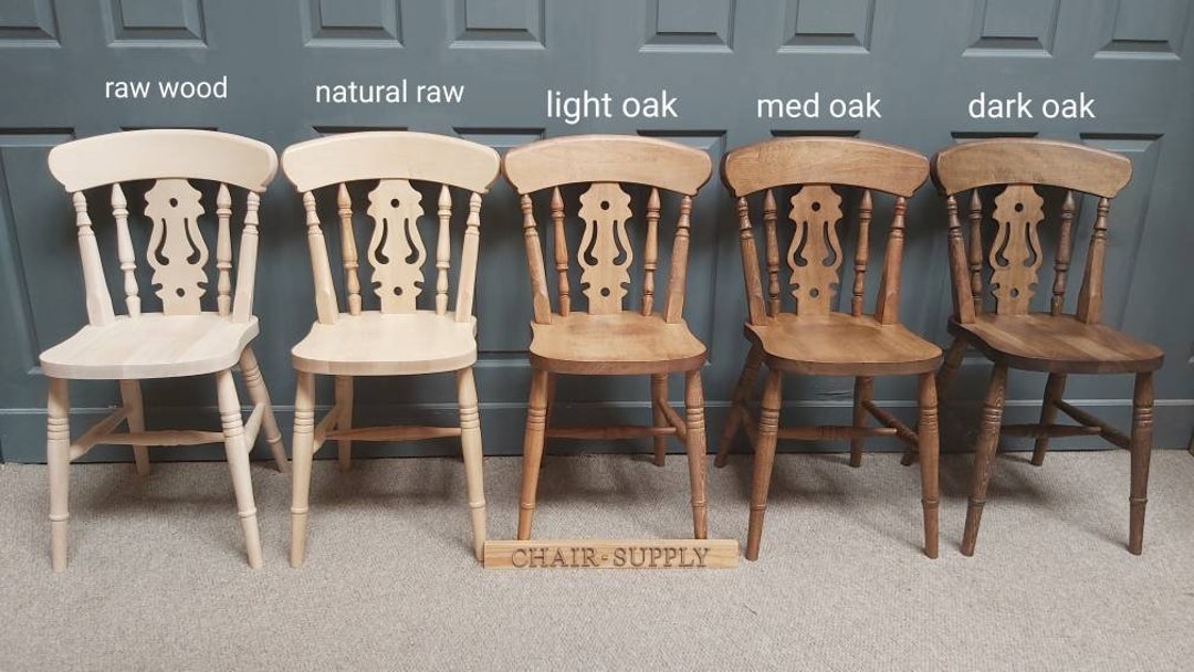 Solid Beech Fiddle Back Farmhouse Kitchen Dining Chairs in Raw, Natural ...