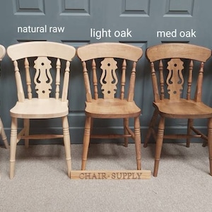 Solid Beech Fiddle Back Farmhouse Kitchen Dining Chairs in Raw, Natural ...