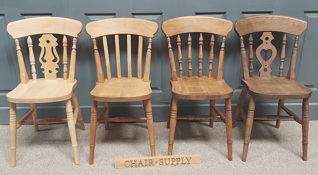 Farmhouse Style Solid Wood Kitchen Dining Chair in Natural Wood Colours ...