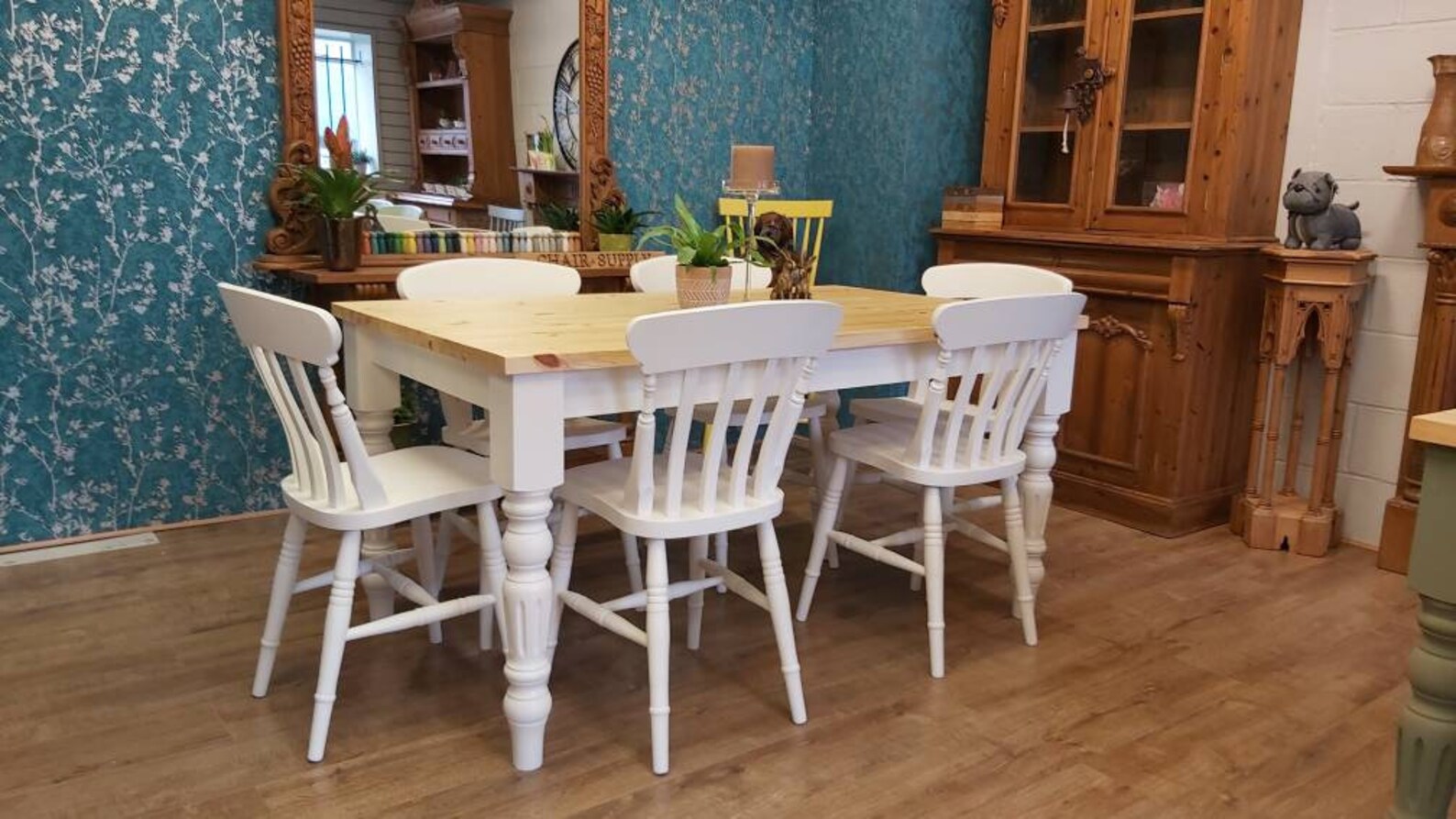 Brand new Farmhouse 6ft Kitchen Dining Table and 6 SlatBack | Etsy