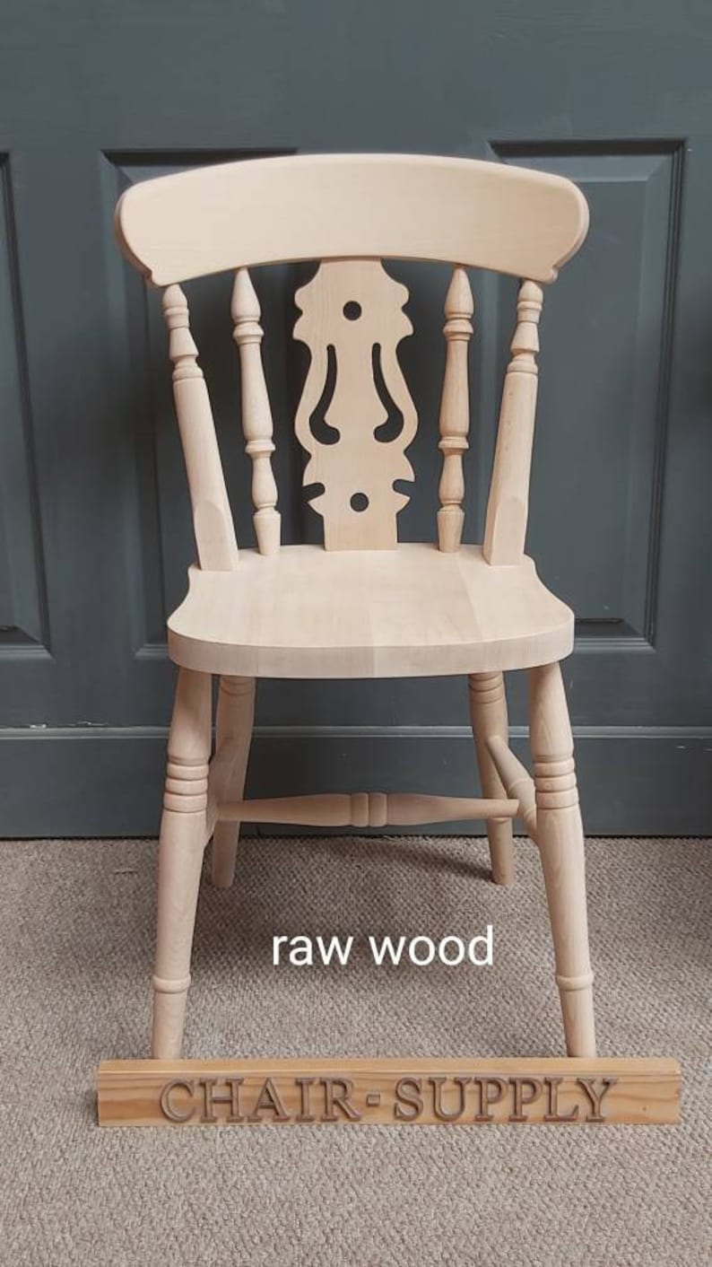 Solid Beech Fiddle Back Farmhouse Kitchen Dining Chairs in Raw, Natural ...