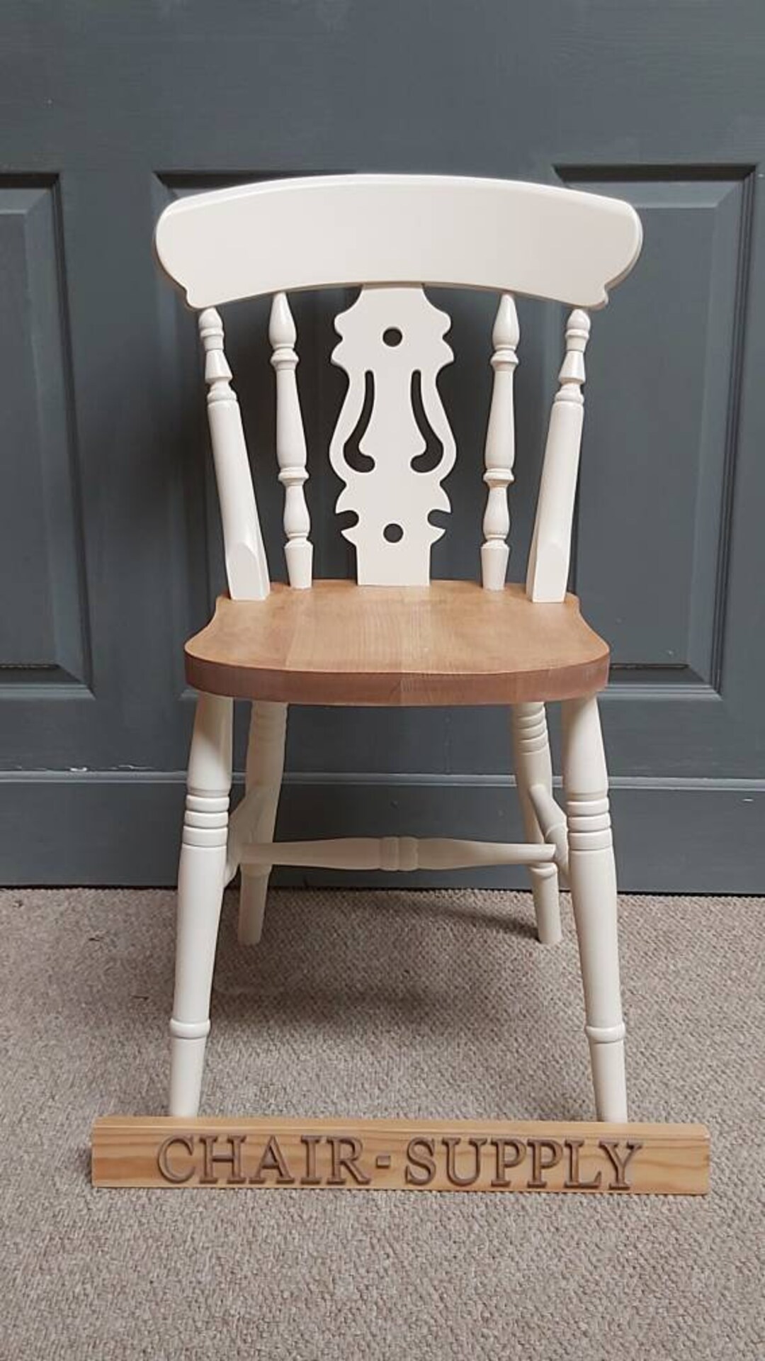 Country Farmhouse 2 Tone Fiddle Back Kitchen Dining Chairs Solid Beech ...