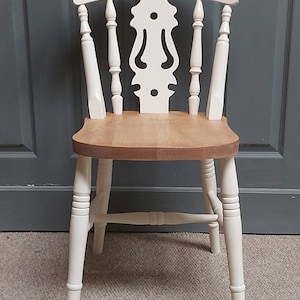 Country Farmhouse 2 Tone Fiddle Back Kitchen Dining Chairs Solid Beech ...