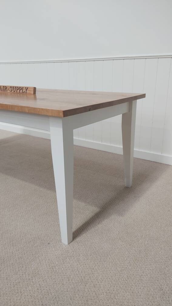 Made to Order Solid Oak Plank Top Dining Table With Tapered - Etsy