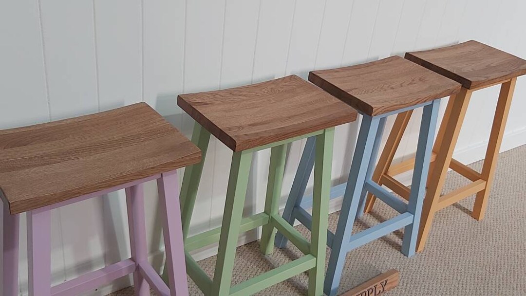 Isu 4bar Solid Oak Seat Clockhouse Kitchen Dining Bar Stool - Etsy UK
