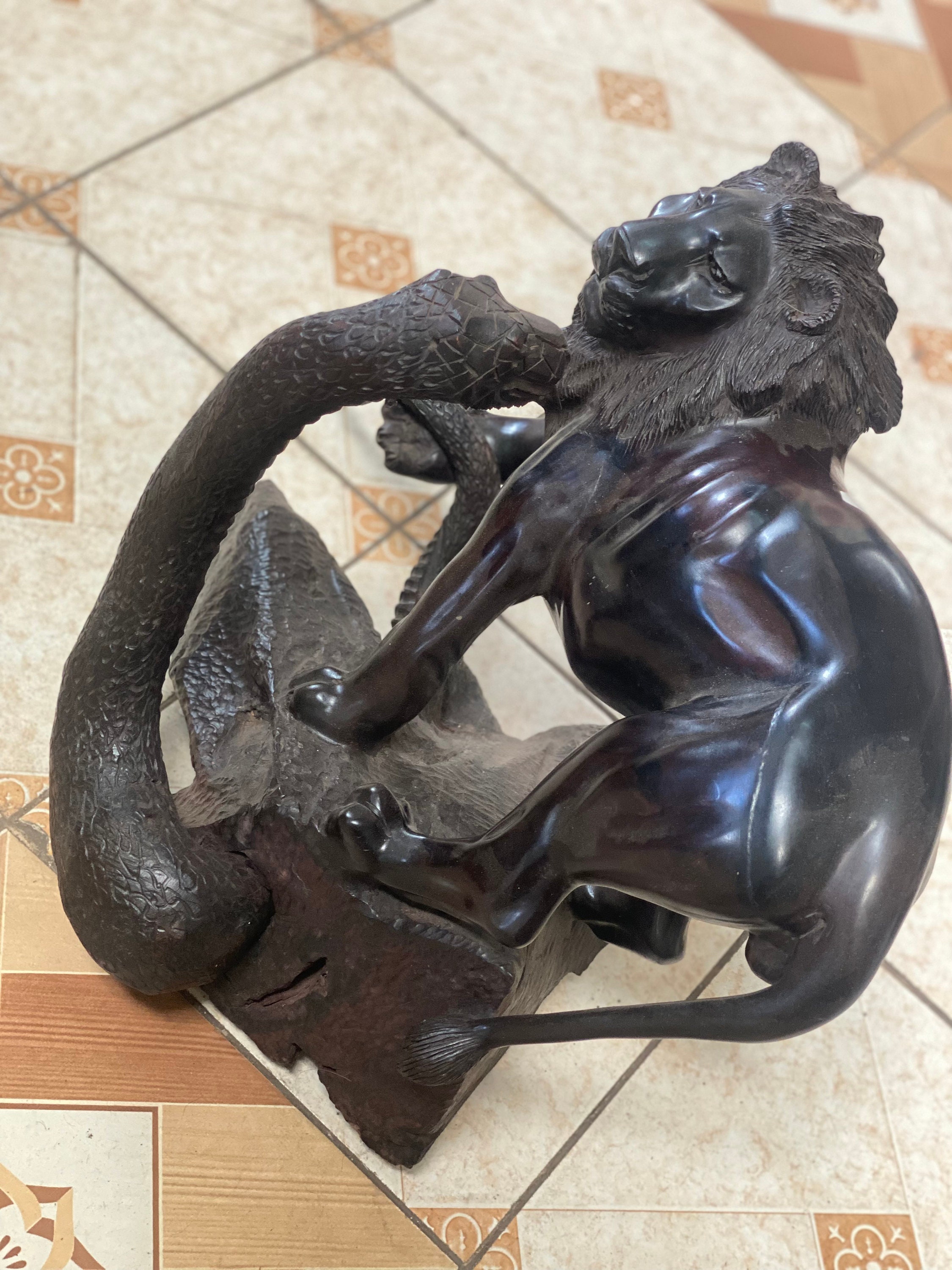 Lion and Snake Sculpture Are Find Jungle Statue Lion King - Etsy