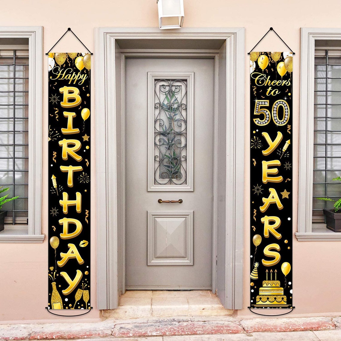 50th Birthday Party Banner Decorations Cheers To 50 Years Etsy