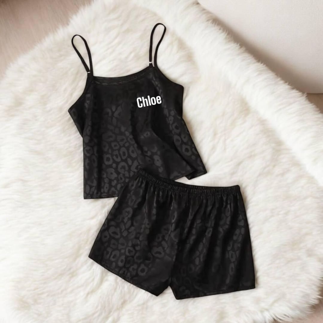 Personalized Women's Satin Pajama Set – Custom Name Sleepwear, Cute ...