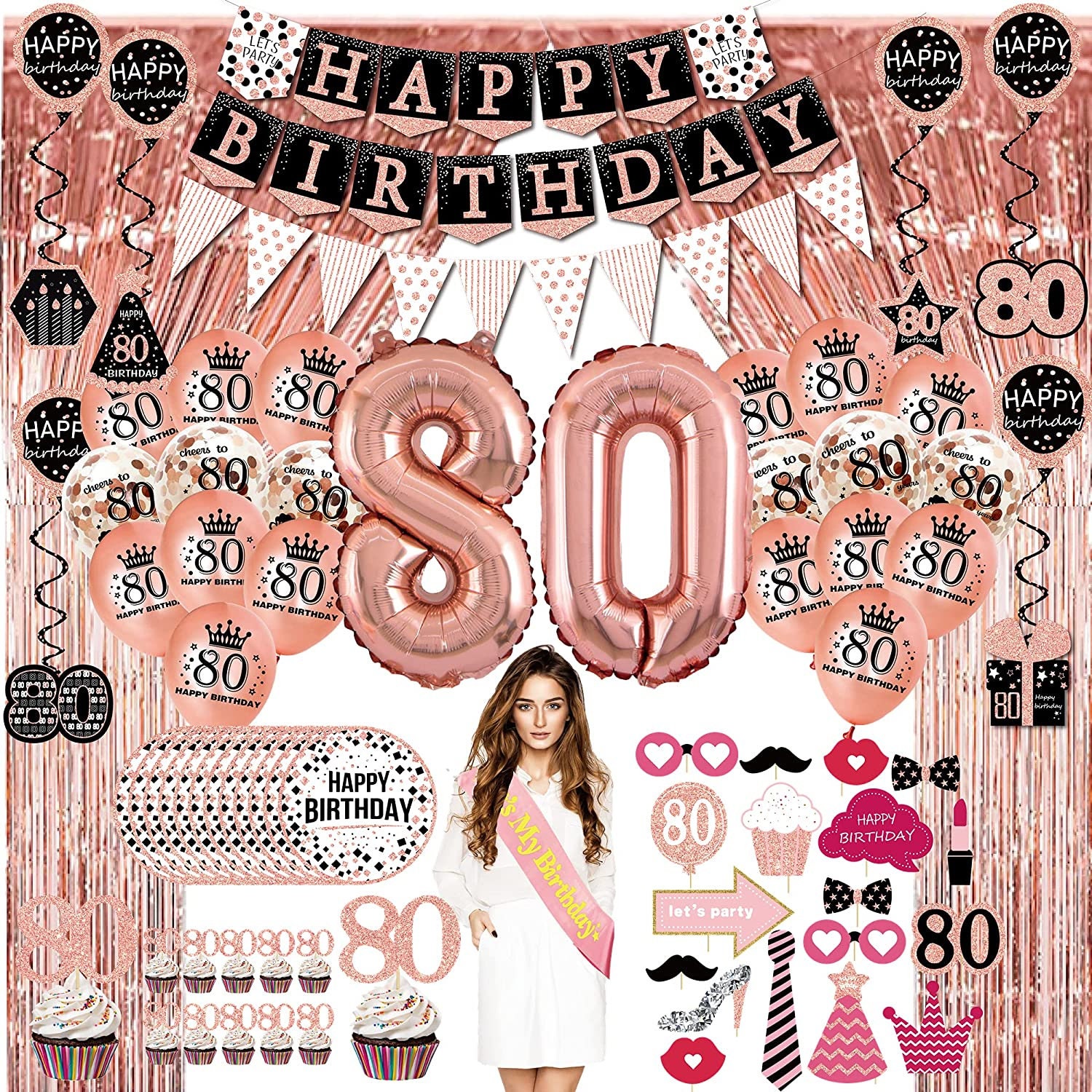 80th Birthday Decorations For Women 76pack Etsy