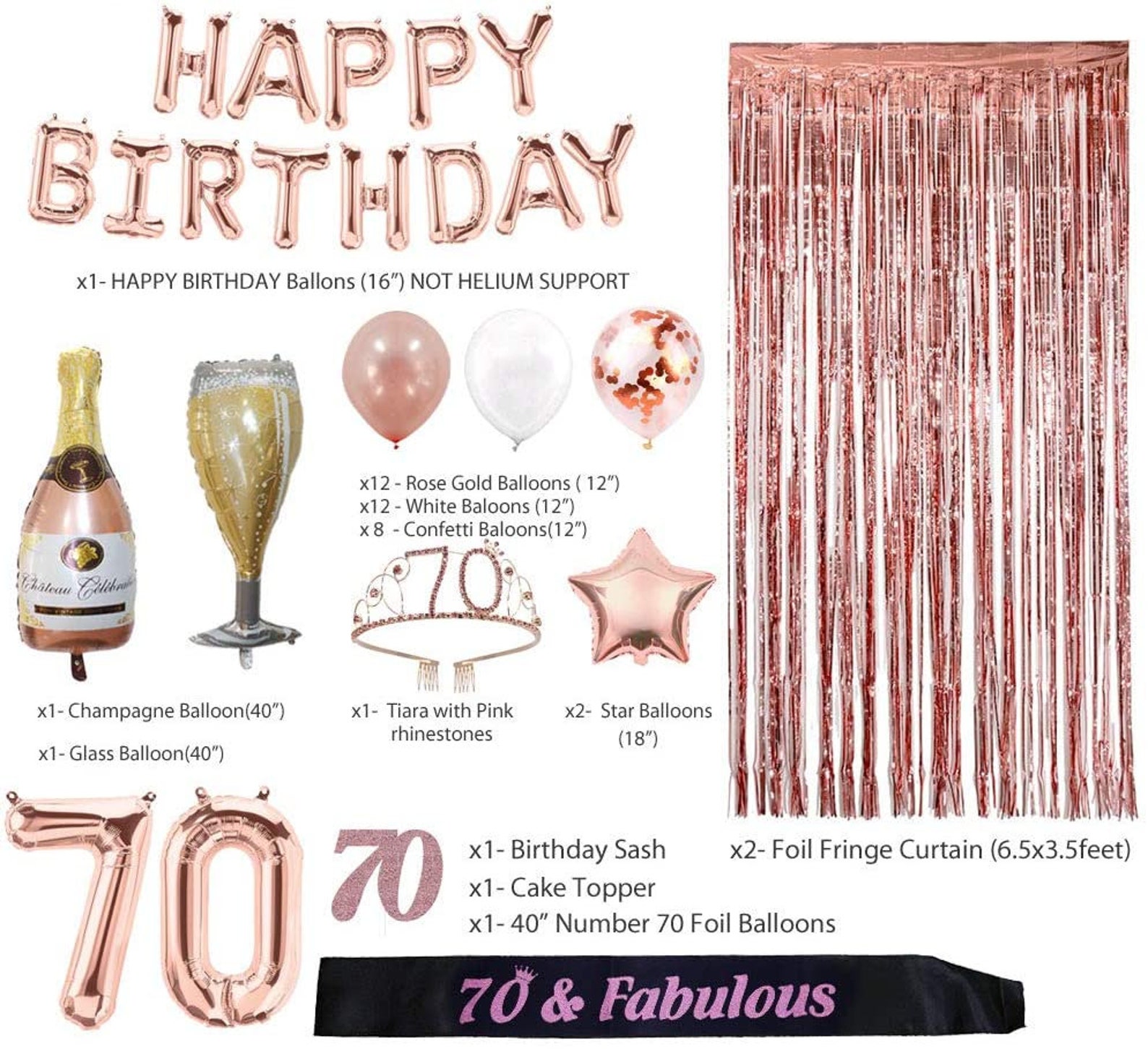 Rose Gold 70th Birthday Decorations For Women 70 Birthday Etsy