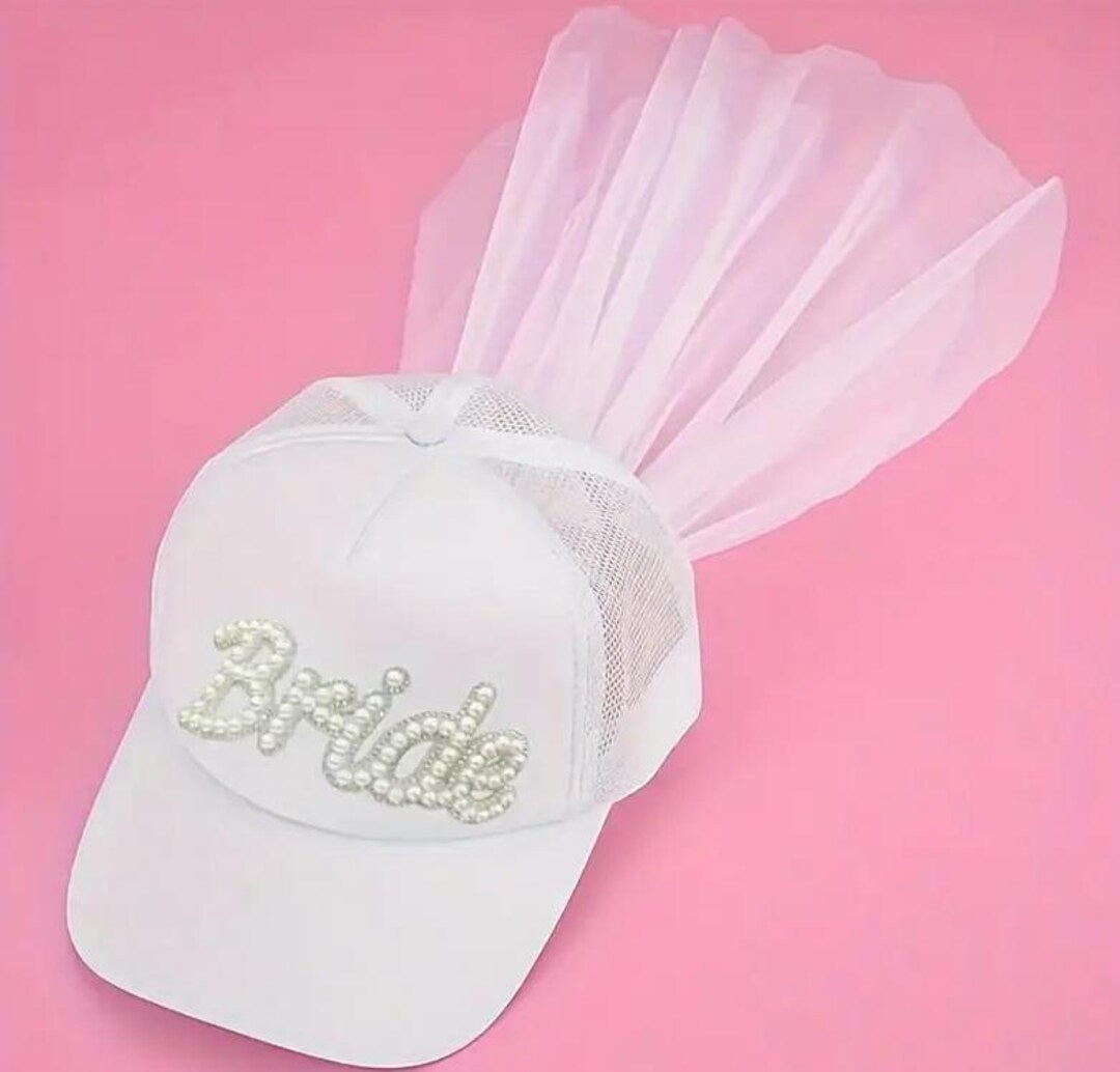 Elegant Bridal Baseball Cap With Veil | Bride Accessories for Wedding ...