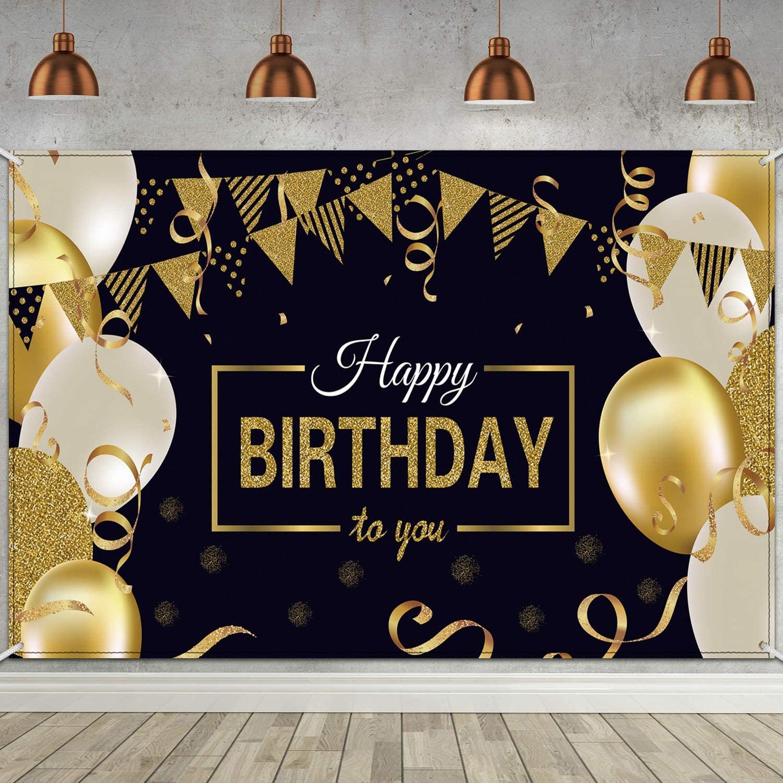 72 8 X 43 3 Inch Happy Birthday Backdrop Banner Large Black Etsy