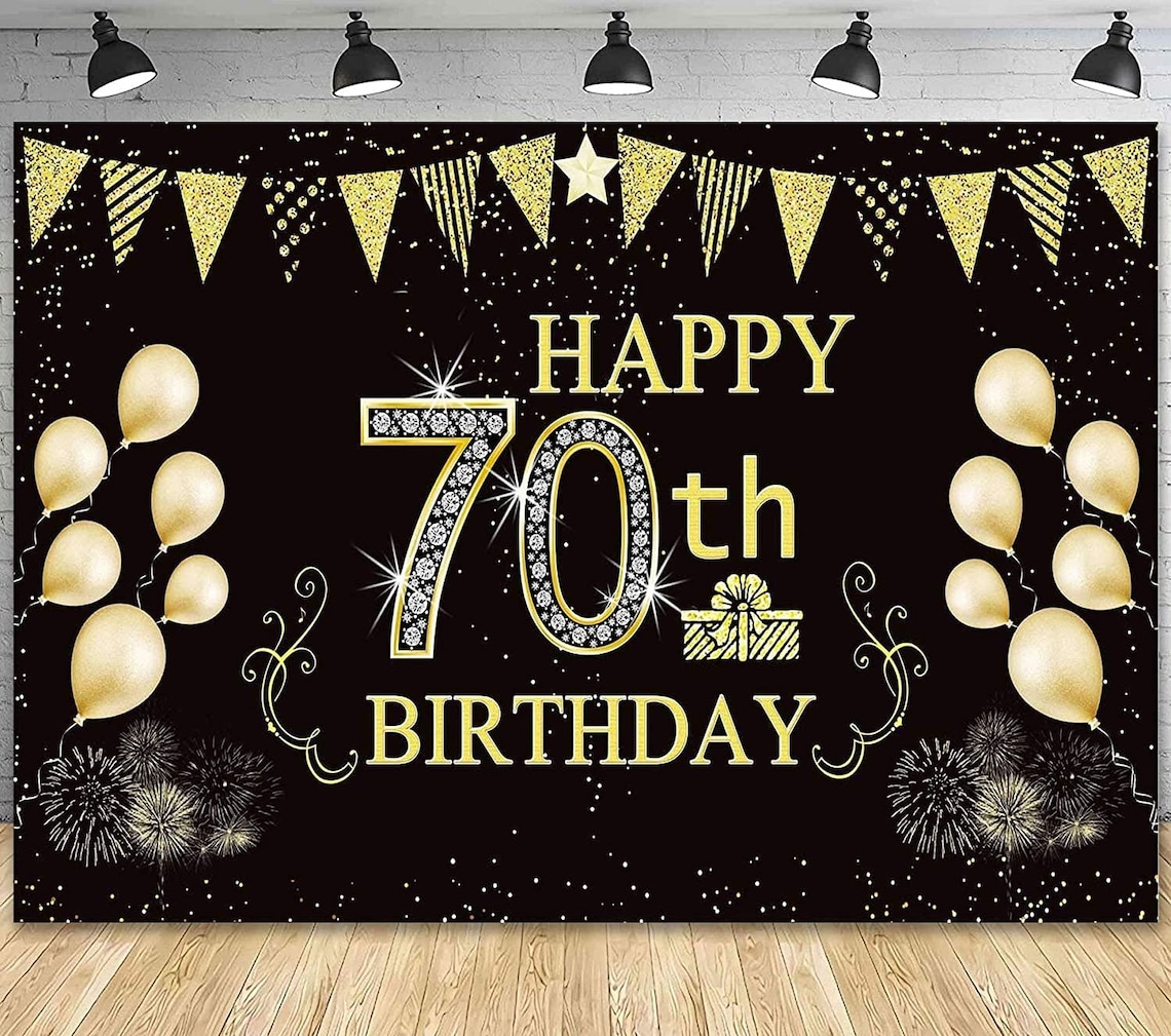 6 X 3 6 Ft Happy 70th Birthday Backdrop Background Banner For Etsy